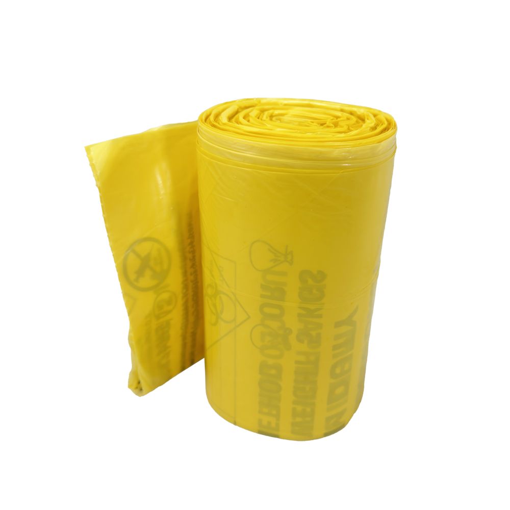 Yellow Medium Duty Clinical Waste Sacks on a Roll (30L 5kg) | Polyco ...