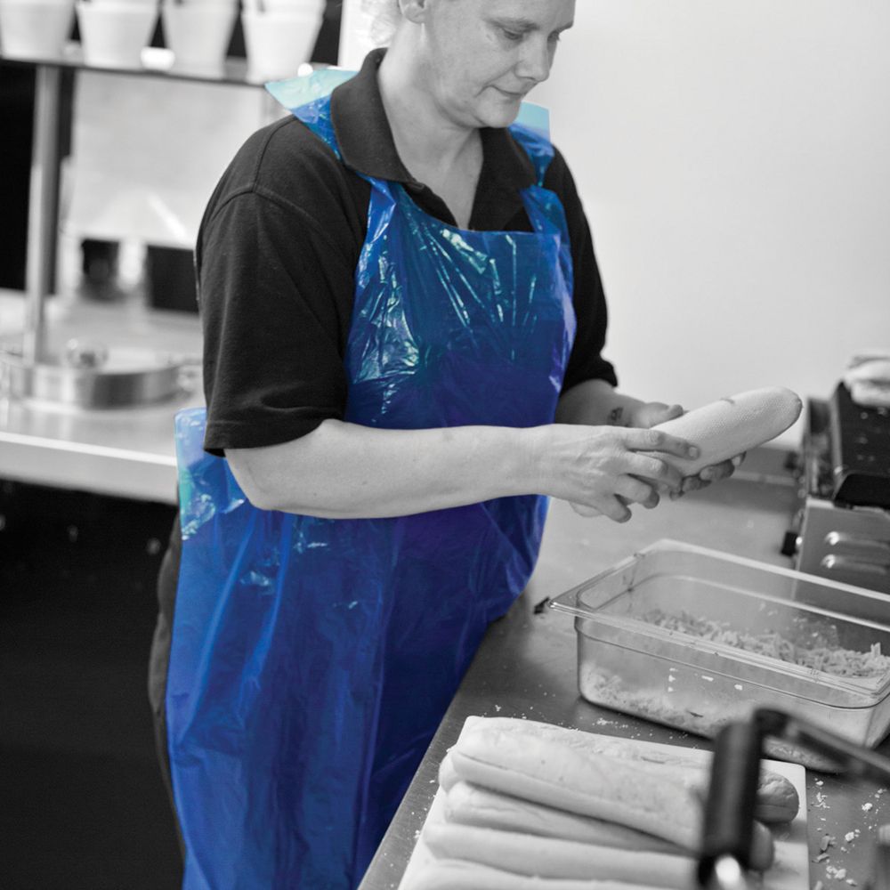 EBA Shield® Blue Standard Length Disposable Aprons in a Pack | Polyco ...