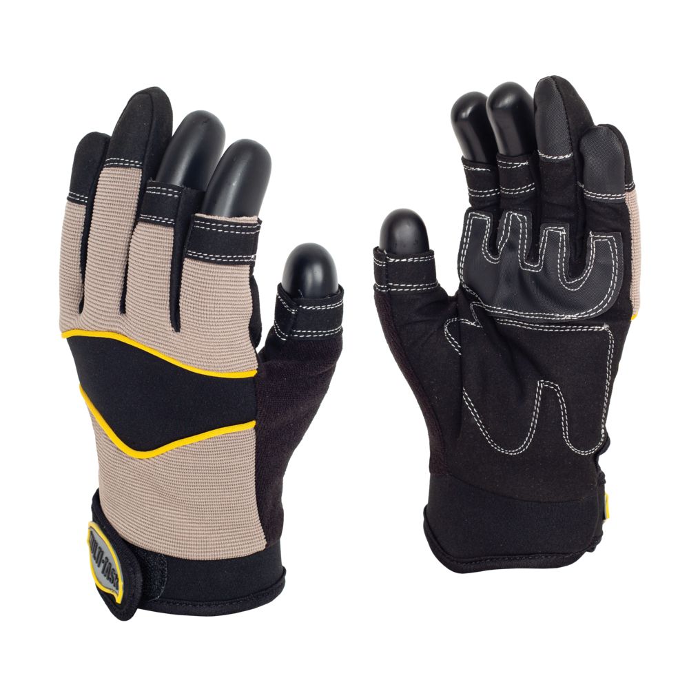 Multi-Task 3 Synthetic Leather PVC Reinforced Glove with Three Open ...