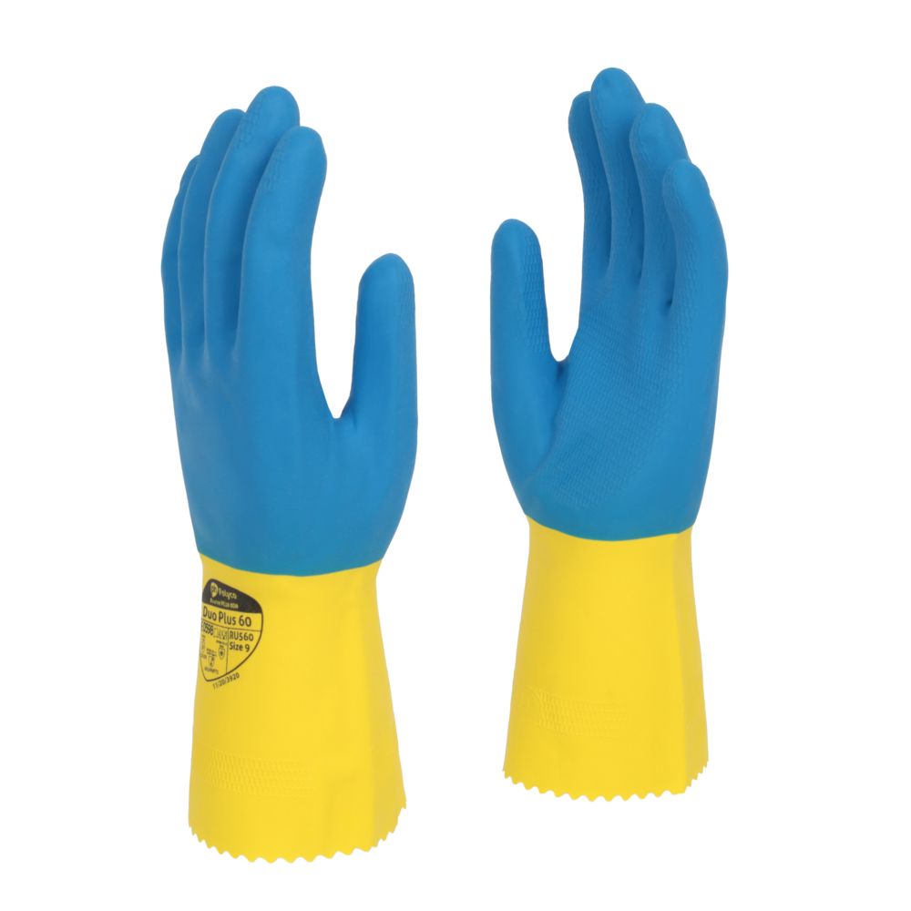 Duo Plus 60 (0.6mm, 30cm) Double Dipped Latex Flock Lined Glove ...